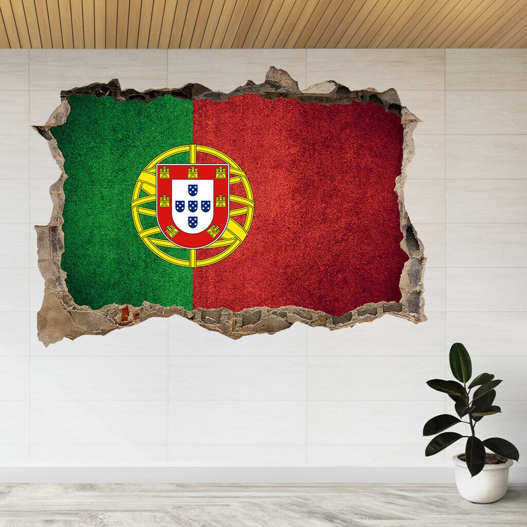 Flag of Portugal Portuguese Rough 3d Smashed View Wall Sticker Poster ...