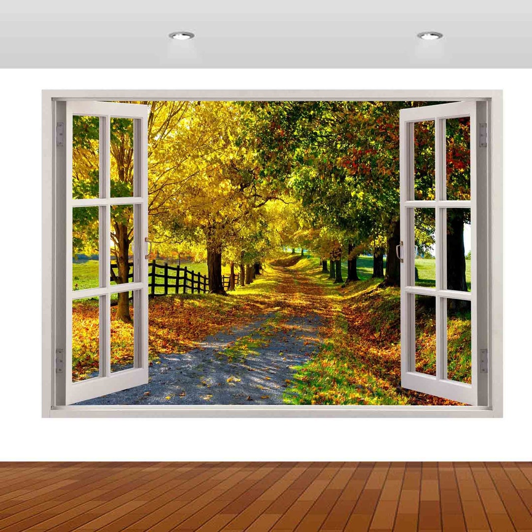 Nature Trees Autumn Leafs Beautiful 3D Vinyl Poster Decal Removable ...
