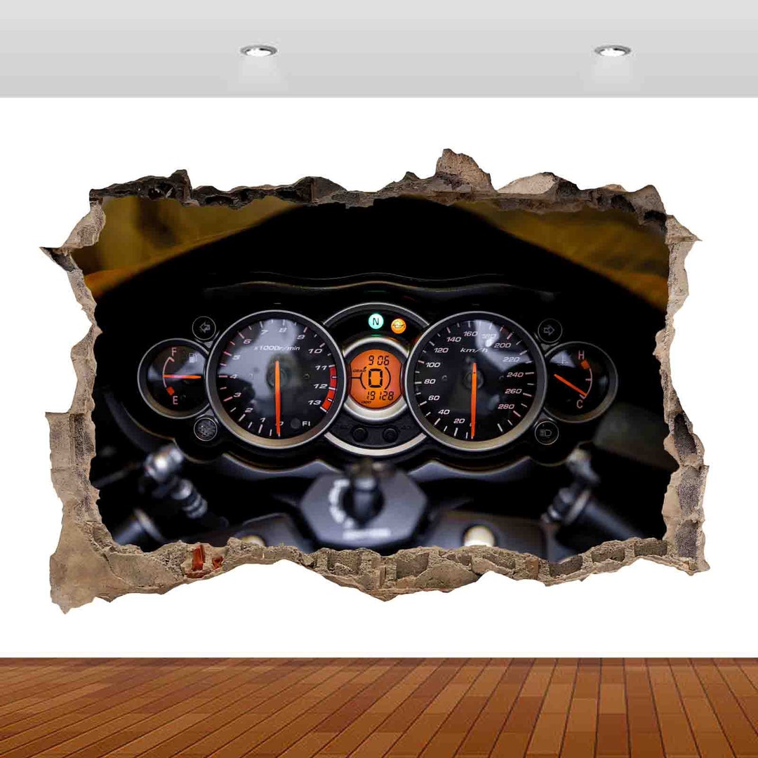 Speedometer Black Hayabusa Bike Sports 3D Sticker Vinyl Poster Decal ...