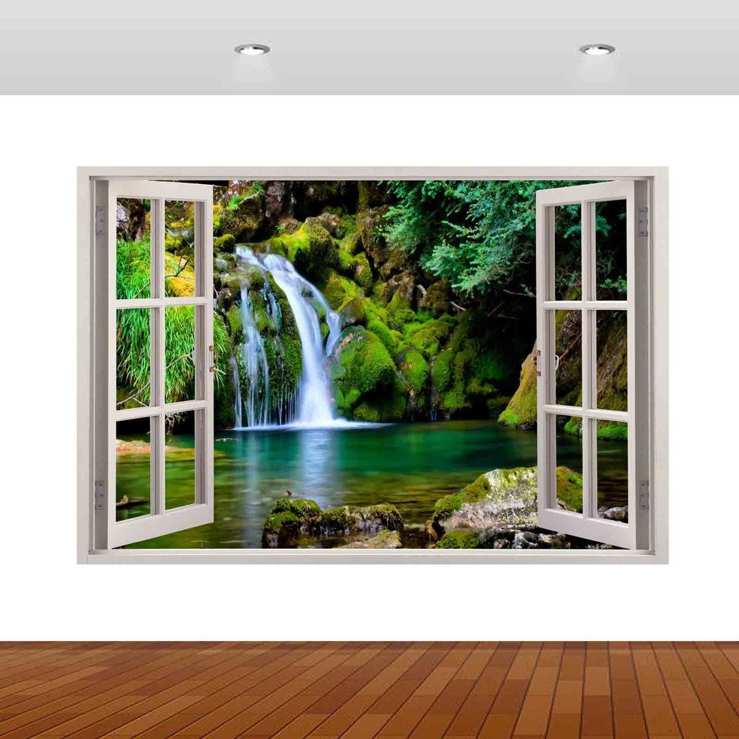 Nature Mountains Lake River Beautiful 3D Vinyl Poster Decal Removable ...