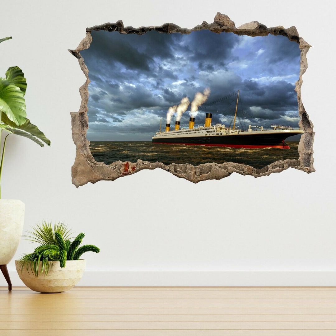 Titanic Ship Computer 3D Render Smashed View Wall Sticker Poster Decal ...