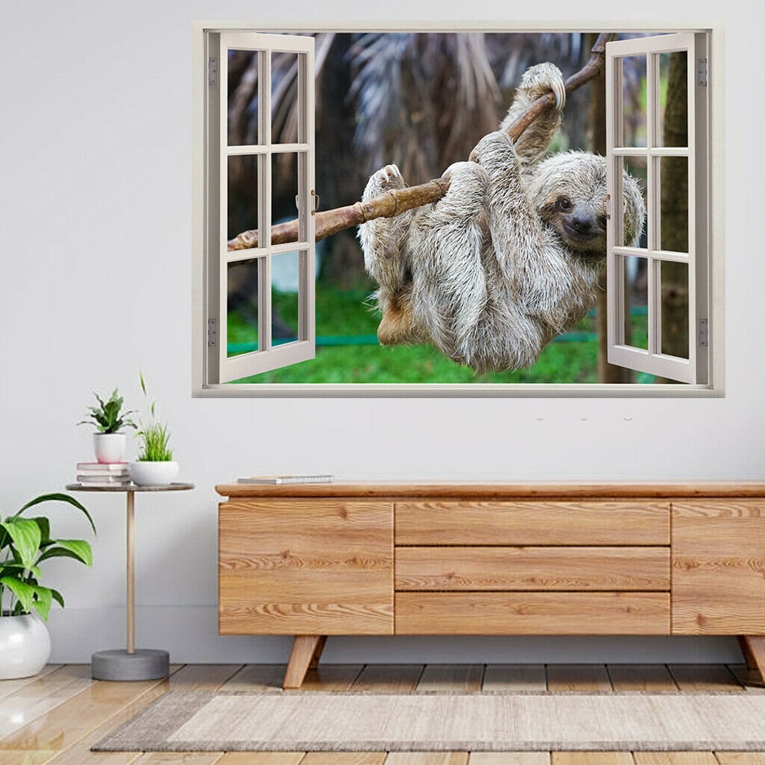 Sloths in Rescue Centre in Costa 3d Window View Wall Sticker Poster ...
