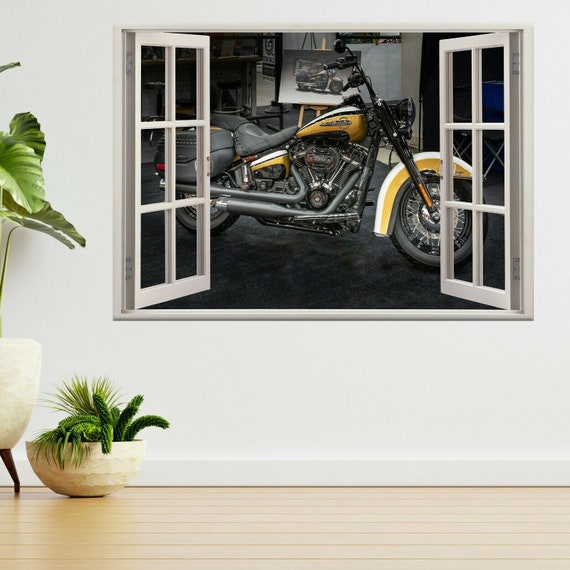 Harley Davidson Motorcycle Bike 3d View Window Wall Sticker | Etsy