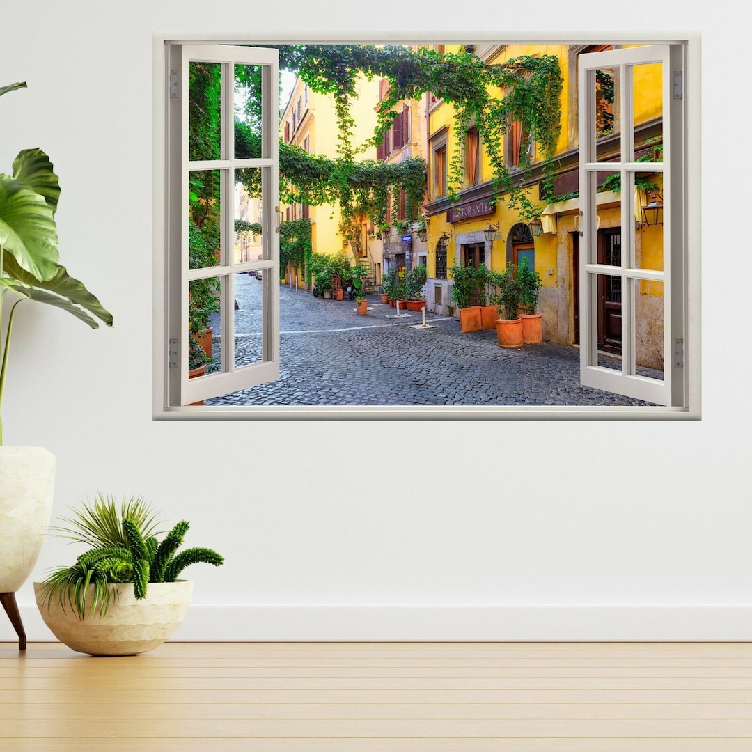 Cozy Old Street in Rome, Italy 3d Window View Wall Sticker Poster Decal ...
