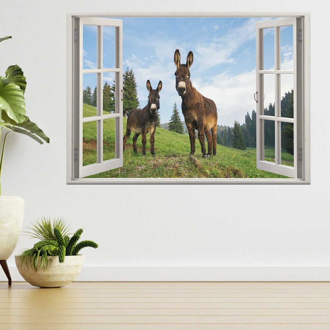 Funny Donkey at Sunset 3d Window View Wall Sticker Poster Decal A914 - Etsy