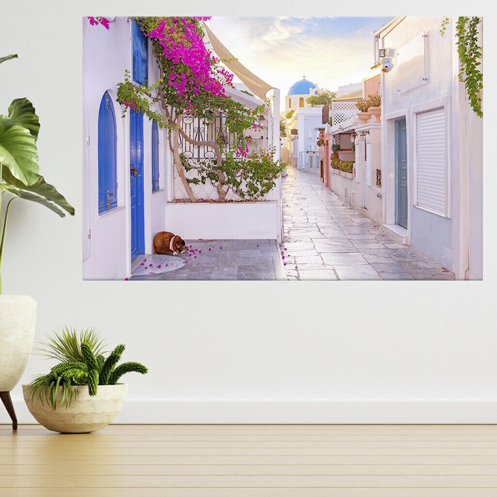 Santorini Island Sunset Greece Village 3d View Wall Sticker Poster ...