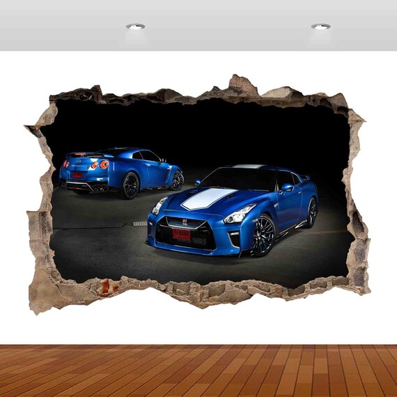 Super Sports Car Racing Blue Skyline GTR 3D Vinyl Poster Decal - Etsy