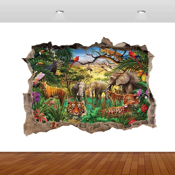 Jungle Animals Nature Lion 3D Vinyl Spider Poster Decal | Etsy