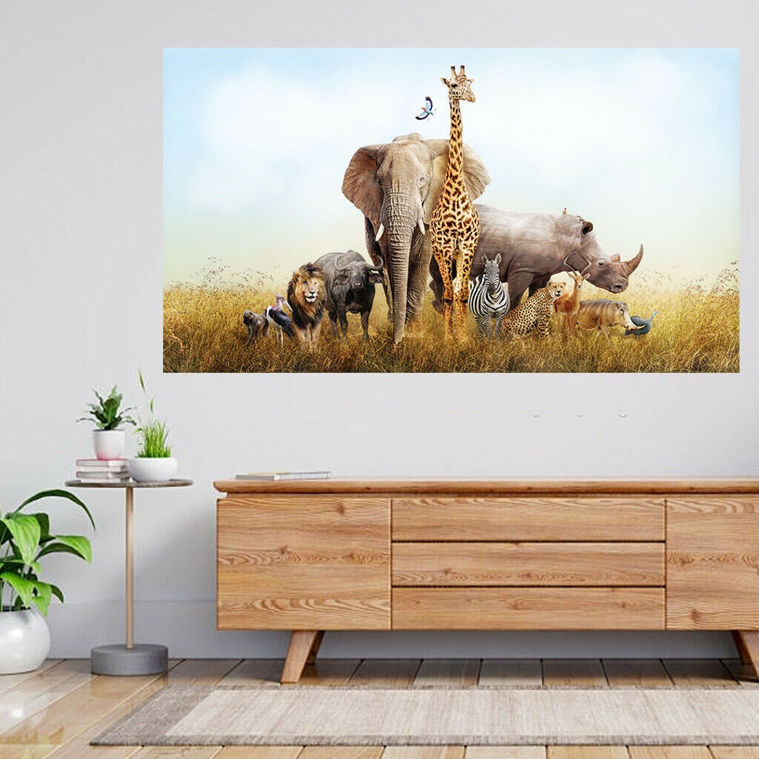 African Safari Animals Jungle Nature 3d View Wall Sticker Poster Decal ...
