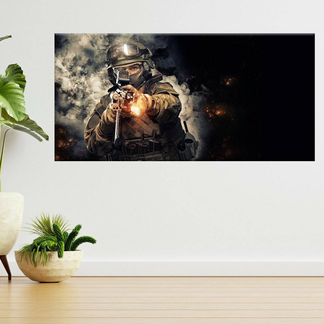 Army Military Forces Soldier Gun Weapon 3d View Wall Sticker Poster ...