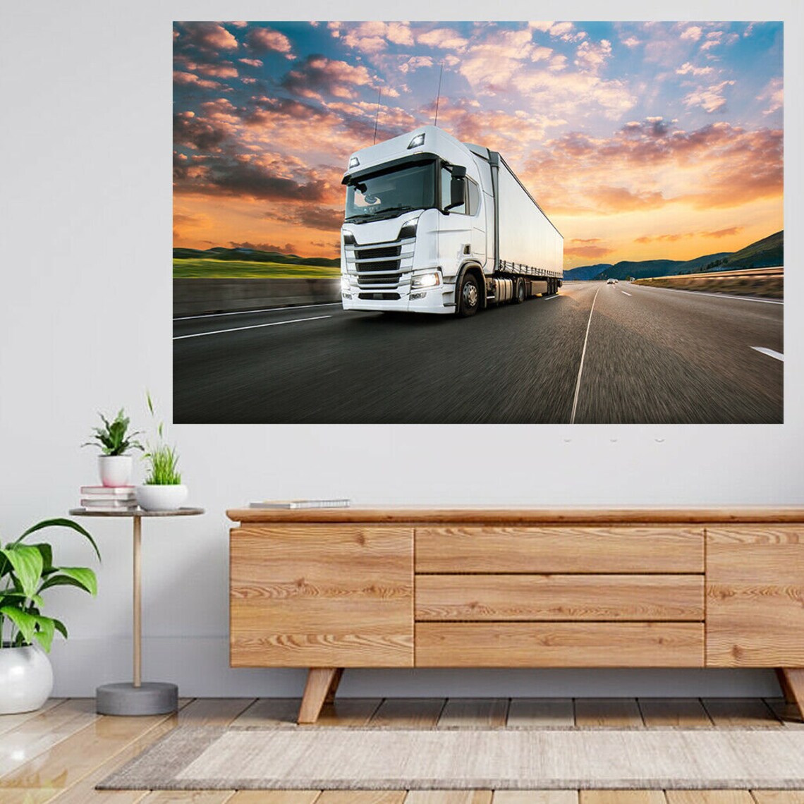 Truck Container Highway Lorry HGV 3d View Wall Sticker Poster Decal ...
