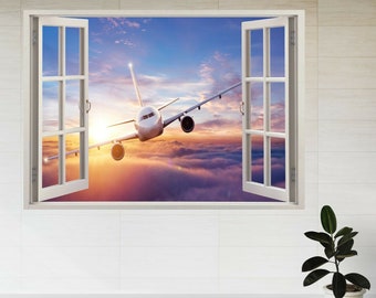 Airplane Window Porthole Wing Decal Sky View Mural VWAQ A03 - Etsy
