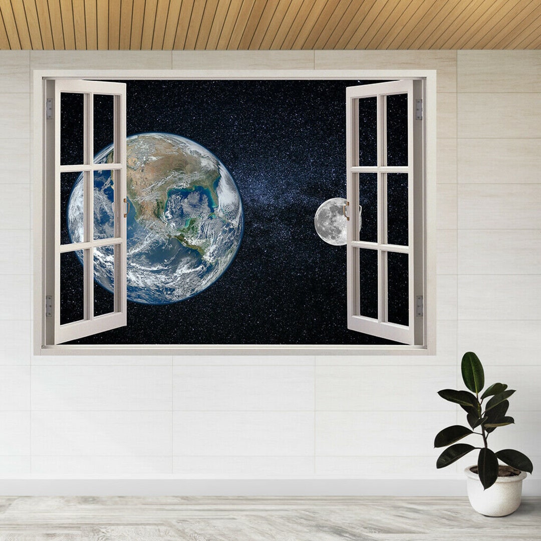 Planets Stars Galaxies Space 3d Window View Wall Sticker Poster Decal ...