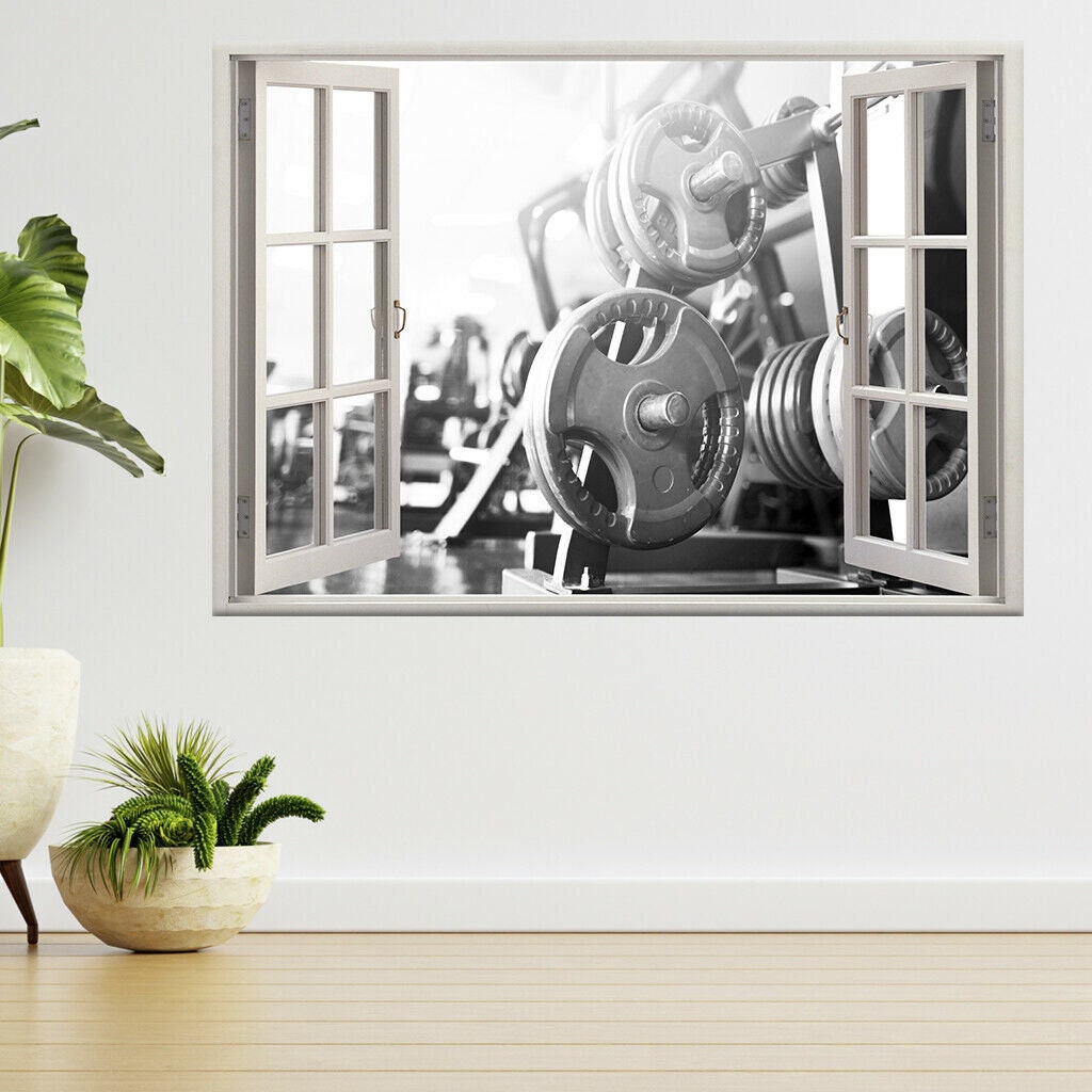 Gym Interior With Equipment 3d Window View Wall Sticker Poster Decal ...
