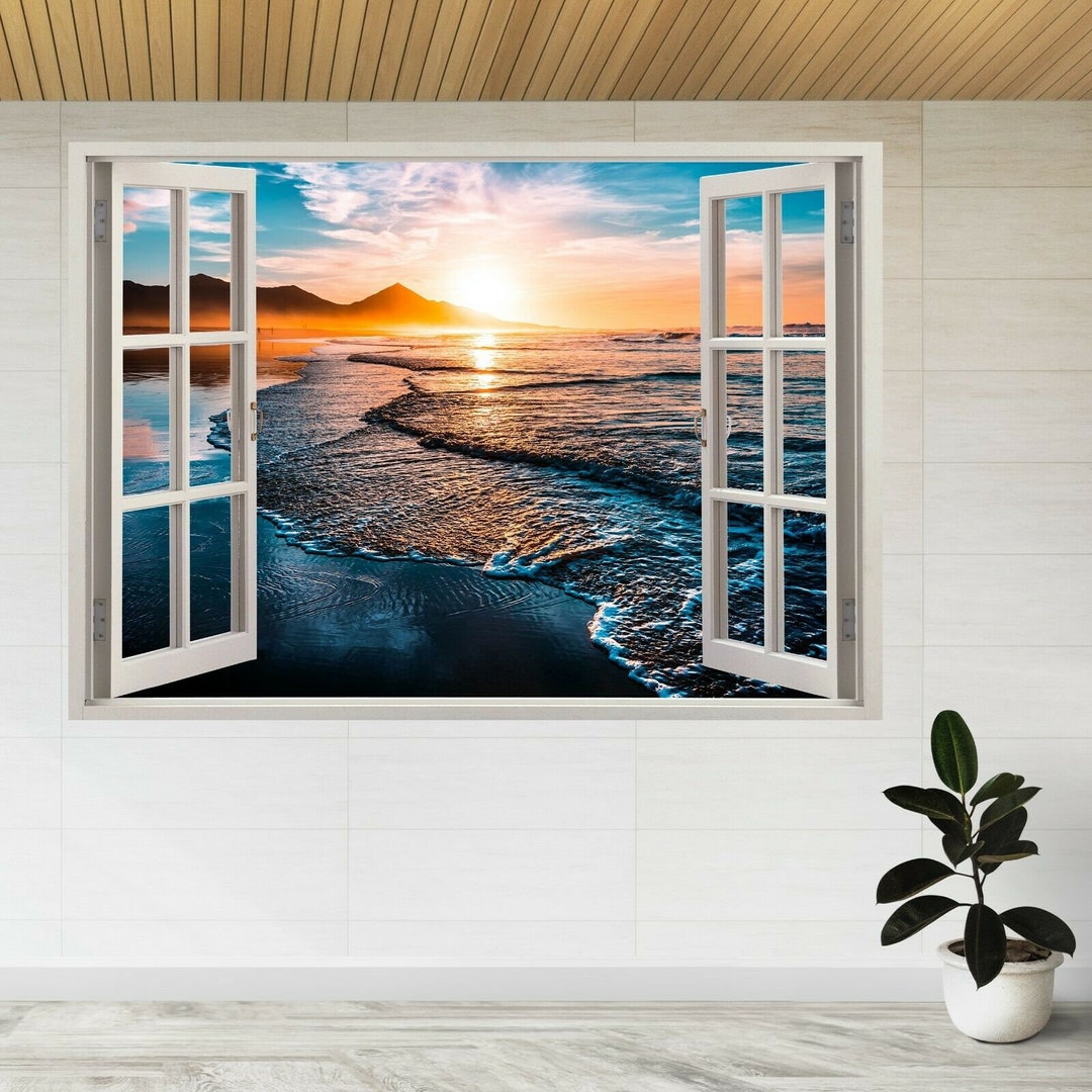 Beach Sunset Nature 3d Window View Wall Sticker Poster Decal A44 - Etsy