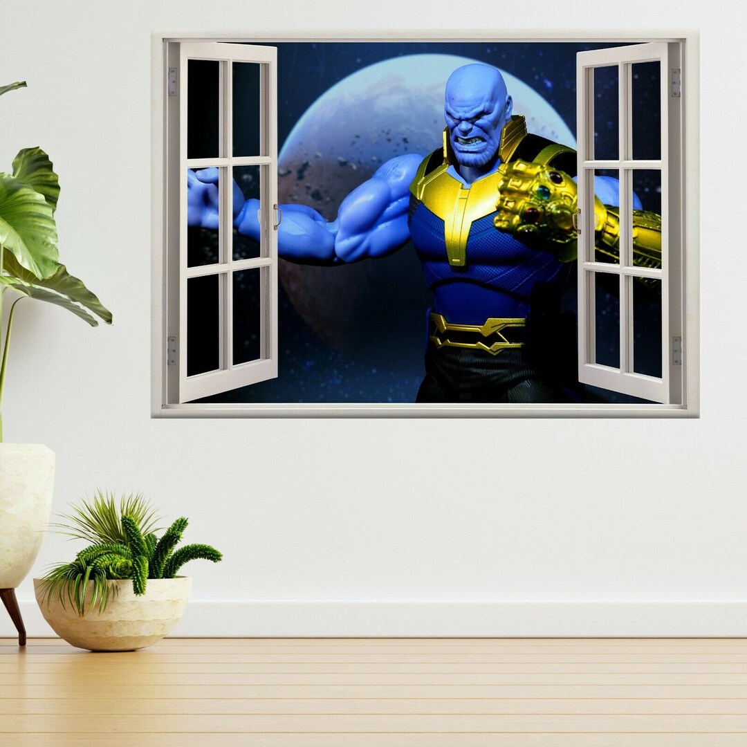Marvel Avengers Thanos Superhero 3d Window View Wall Sticker Poster ...