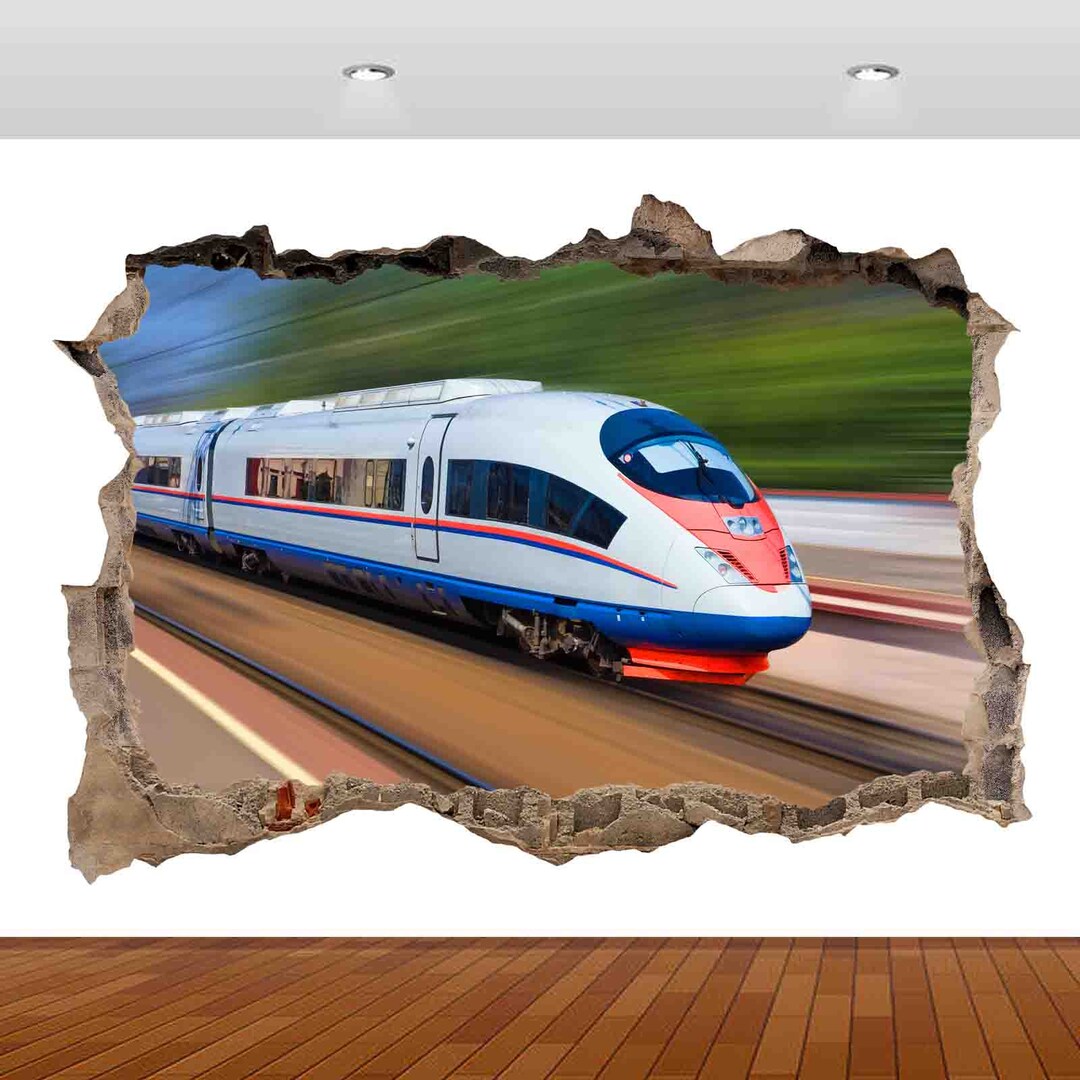 High Speed Train Railway Station Europe 3D Vinyl Sticker Poster Decal ...