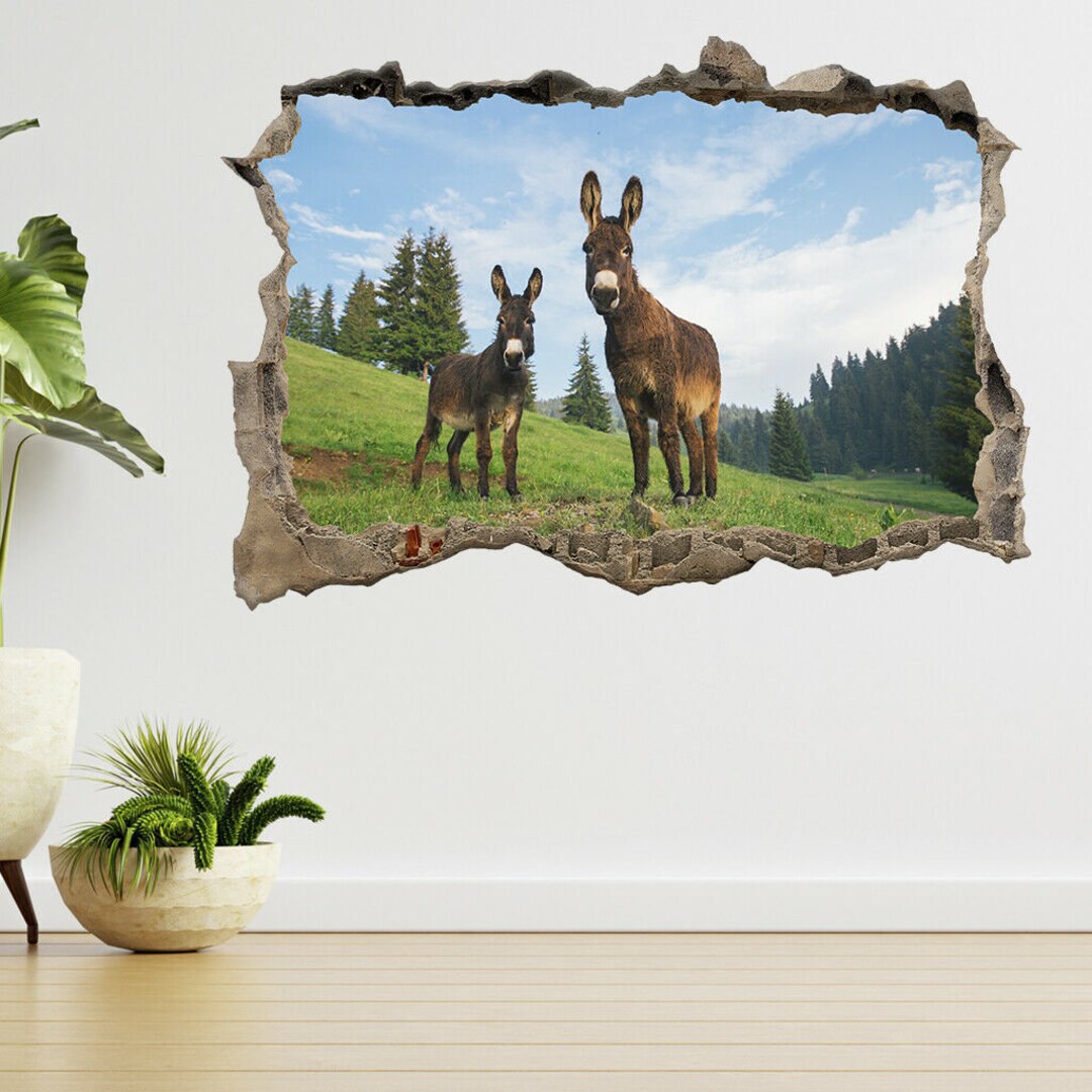 Funny Donkey at Sunset 3d Smashed View Wall Sticker Poster Decal A915 ...