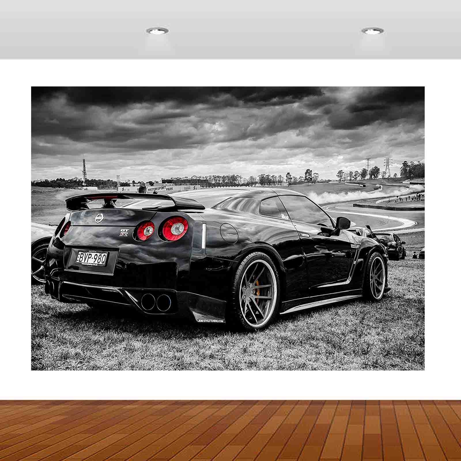 Super Sports Car Racing Black Skyline GTR 3D Vinyl Sticker Poster Decal ...