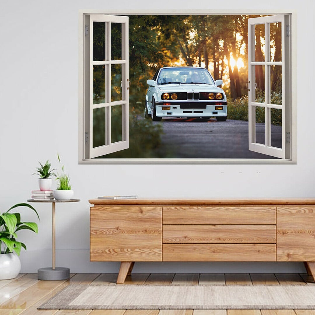 BMW E30 Classic M3 Sports Car 3d Window View Wall Sticker Poster Decal ...