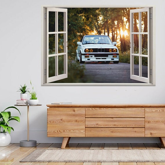 BMW E30 Classic M3 Sports Car 3d Window View Wall Sticker | Etsy