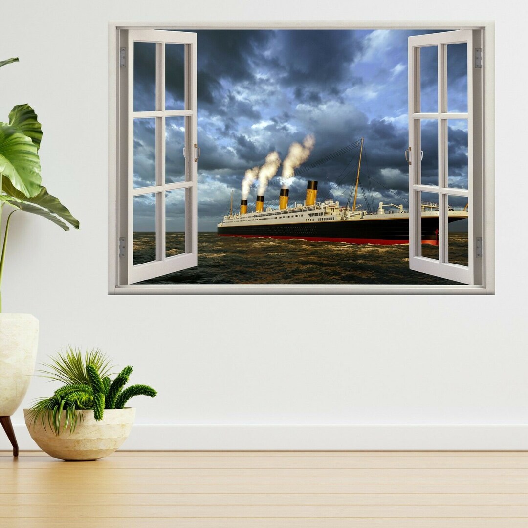 Titanic Ship Computer 3D Render Window View Wall Sticker Poster Decal ...