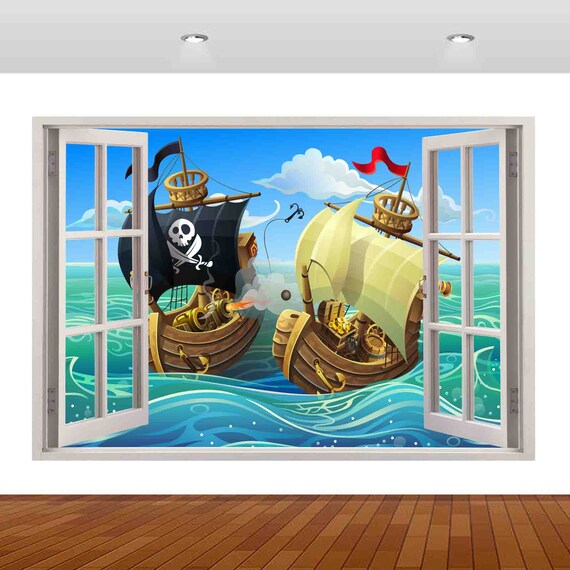 Pirates Ocean Ship Boat Nursery Kids 3D Vinyl Sticker Poster | Etsy