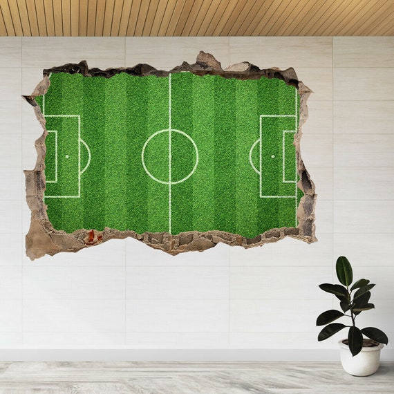Soccer Field Football Field 3d Smashed View Wall Sticker | Etsy