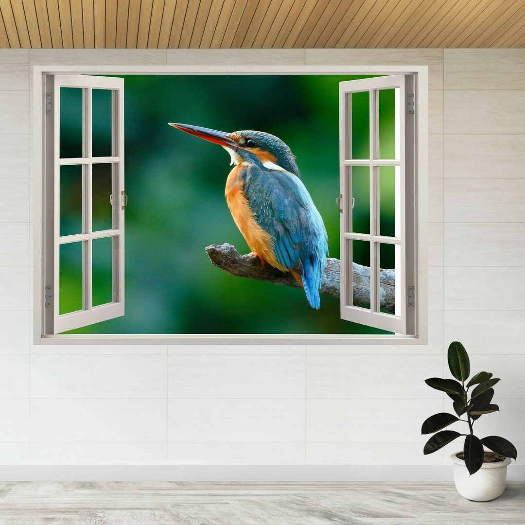 Birds Live in Ponds, Swamps 3d Window View Wall Sticker Poster Decal ...