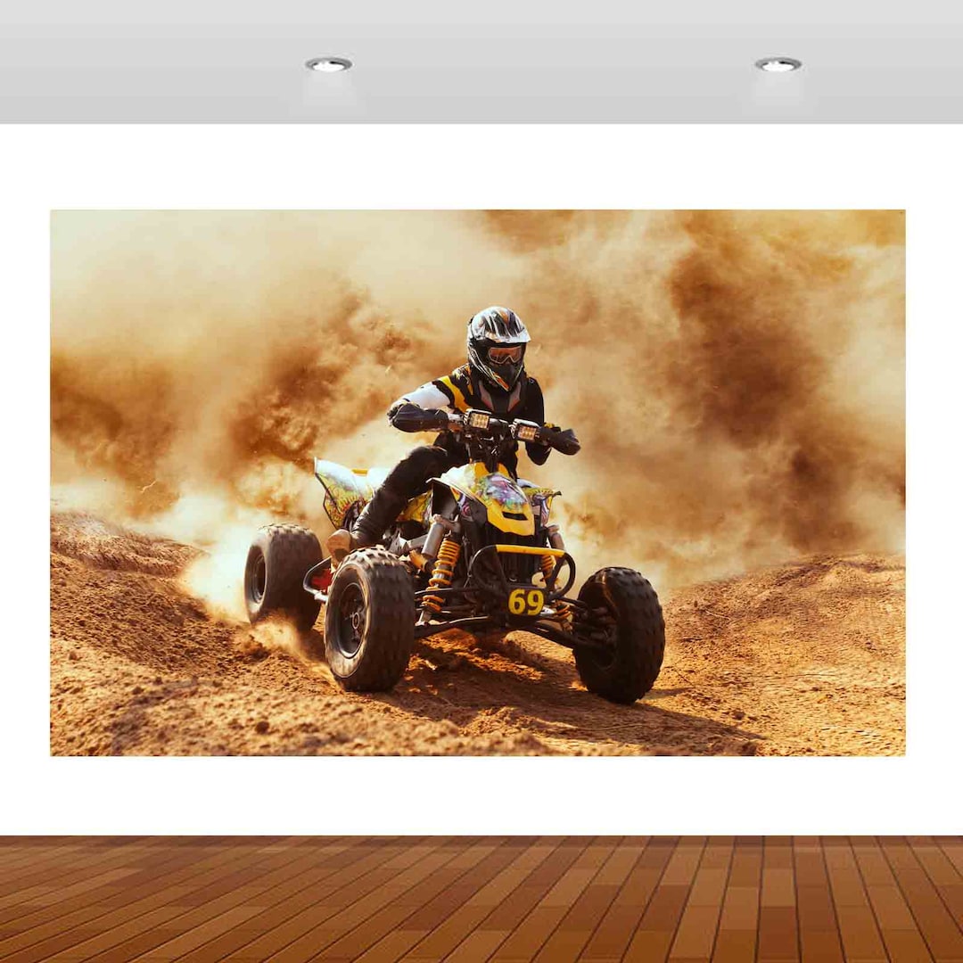 Quad ATV Motocross Dirt Sports Bike Stunts 3D Sticker Vinyl Poster ...