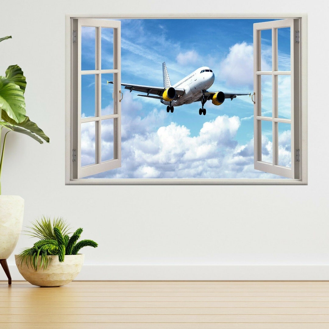 Boeing Airbus Airplane Air Craft 3d Window View Wall Sticker Poster ...