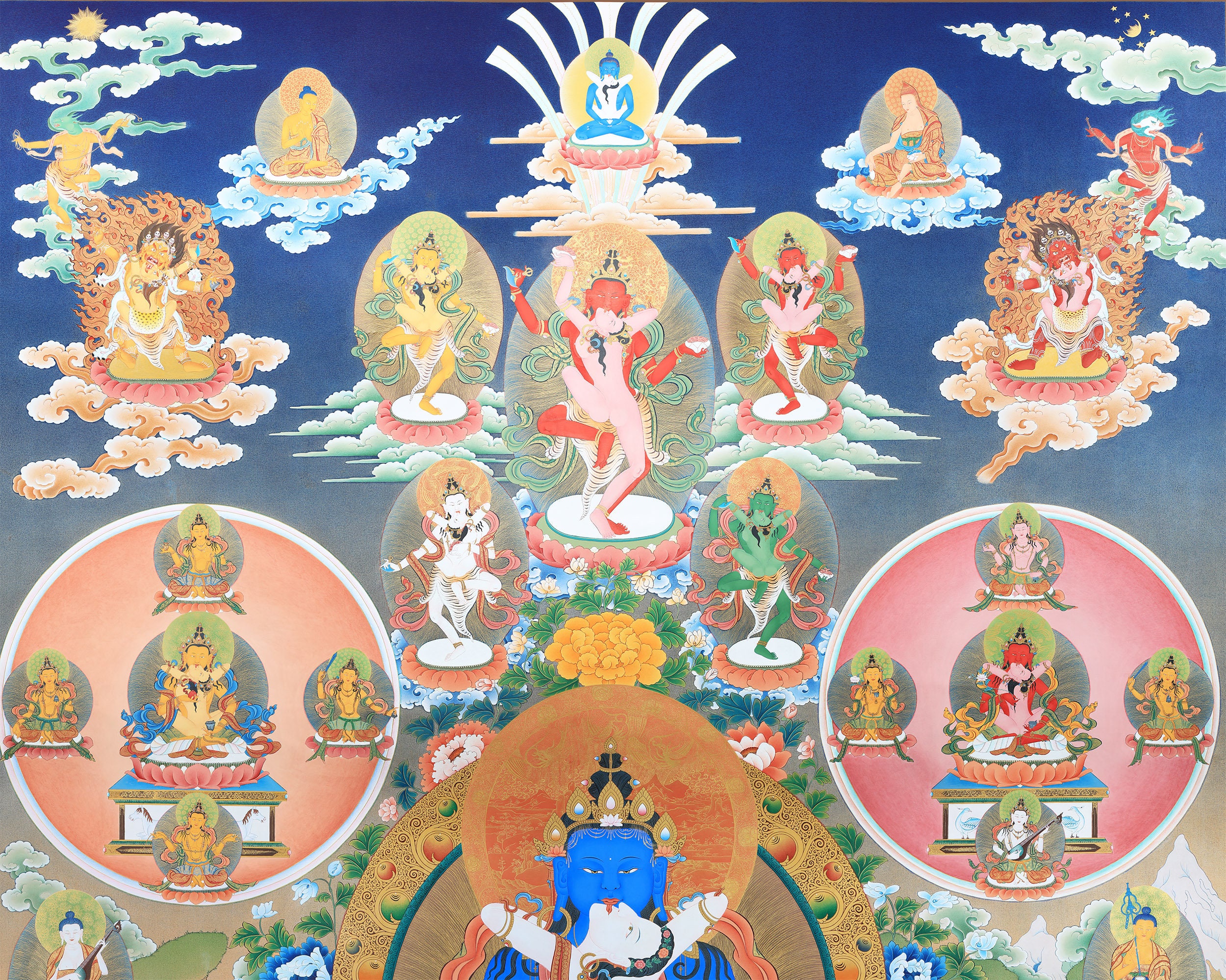 42 Peaceful Deities Thangka Print Bardo Thangka Tibetan - Etsy