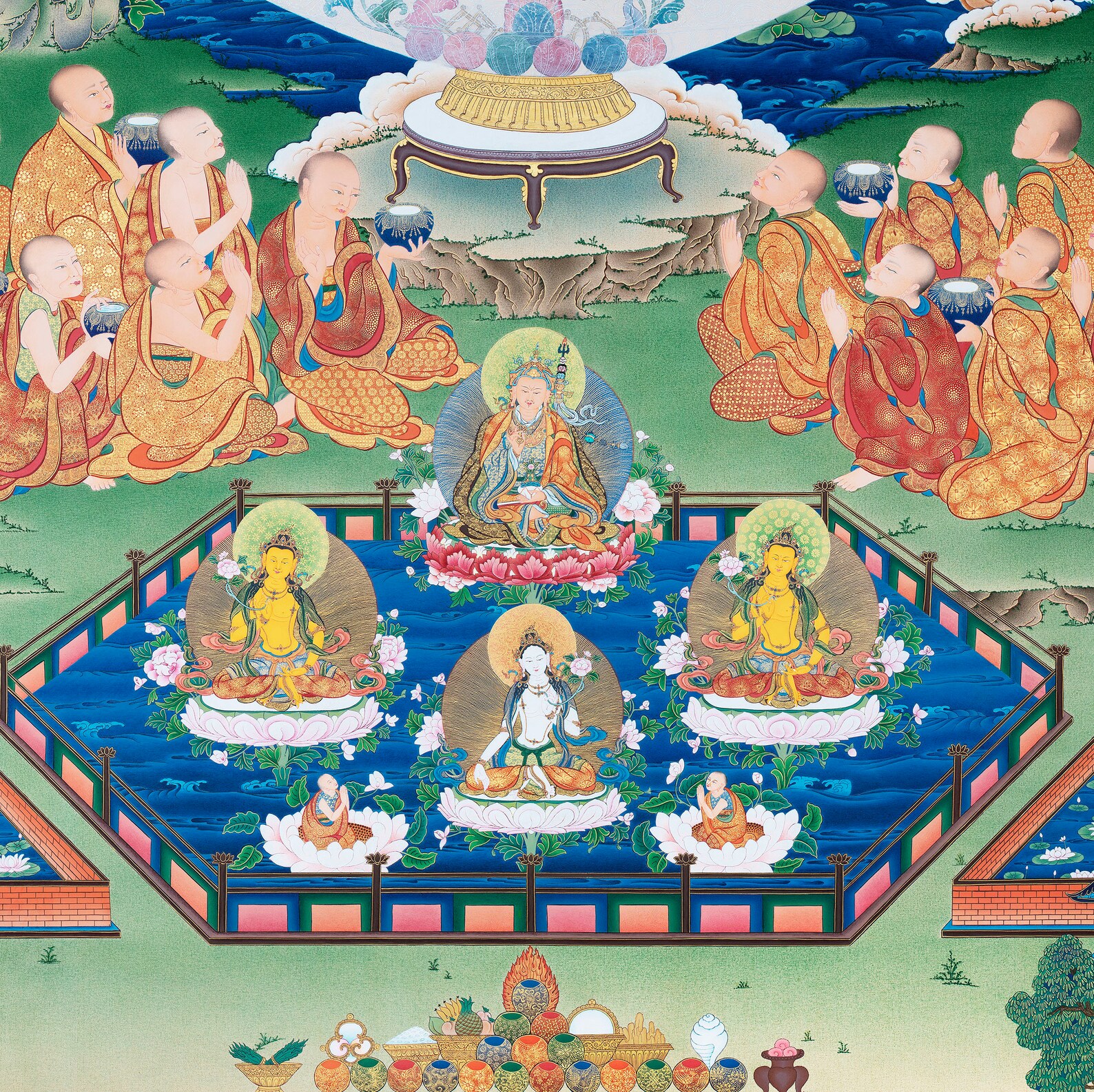 Buddha Amitabha Pureland Thangka High Quality Giclee Canvas Print Pure Land of Infinite Light ...