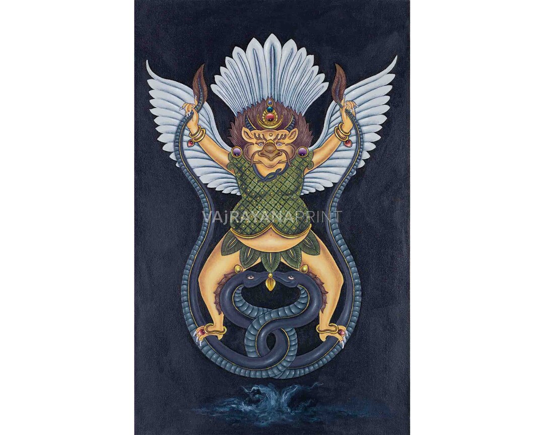 Tibetan Garuda Digital Print King of Birds Print Eagle Headed Human ...