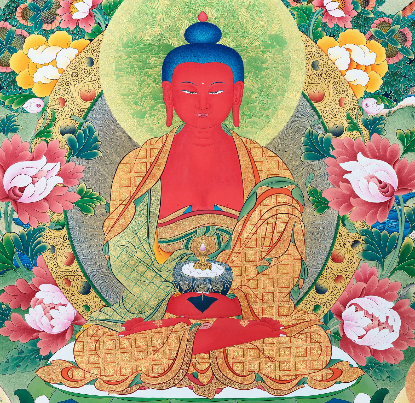 Buddha Amitabha Pureland Thangka High Quality Giclee Canvas Print Pure Land of Infinite Light ...