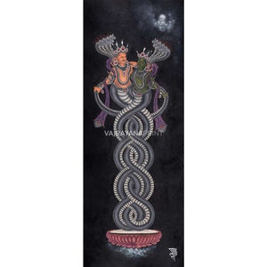 Divine Naga Raj and Naga Rani Thangka Print Traditional Hindu Deity ...
