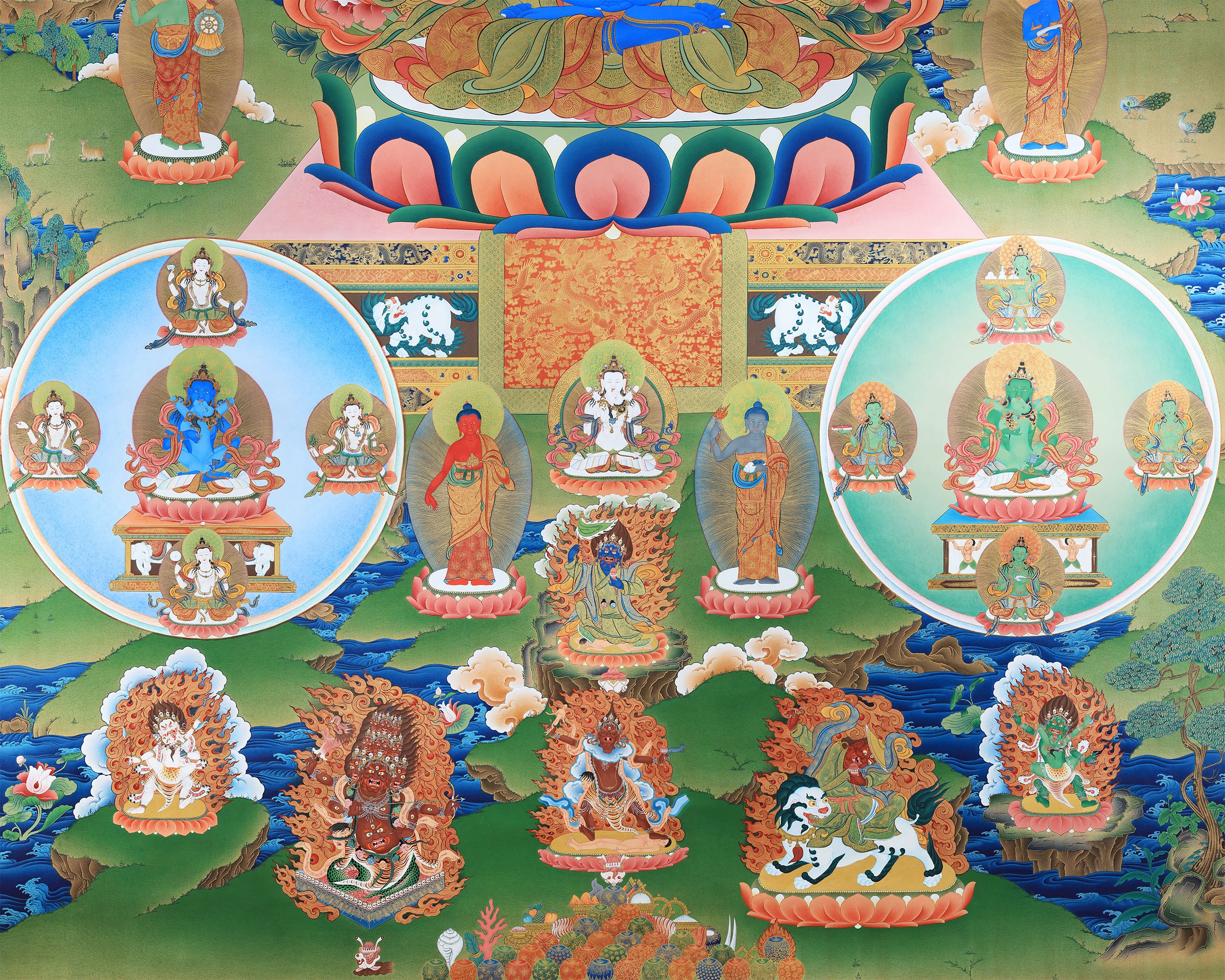 42 Peaceful Deities Thangka Print Bardo Thangka Tibetan - Etsy