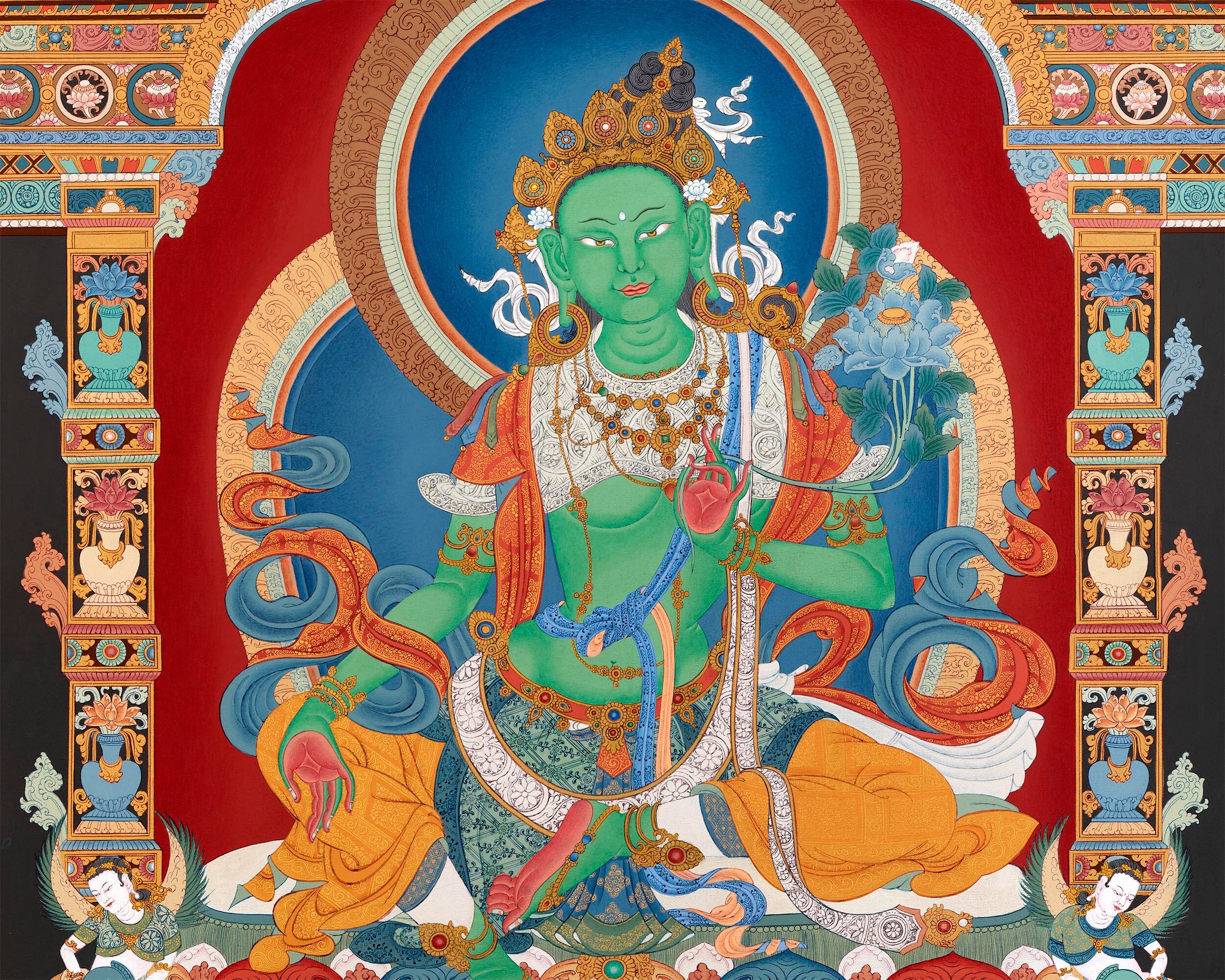 Green Tara Thangka Print Green Tara Goddess Drolma Mother - Etsy