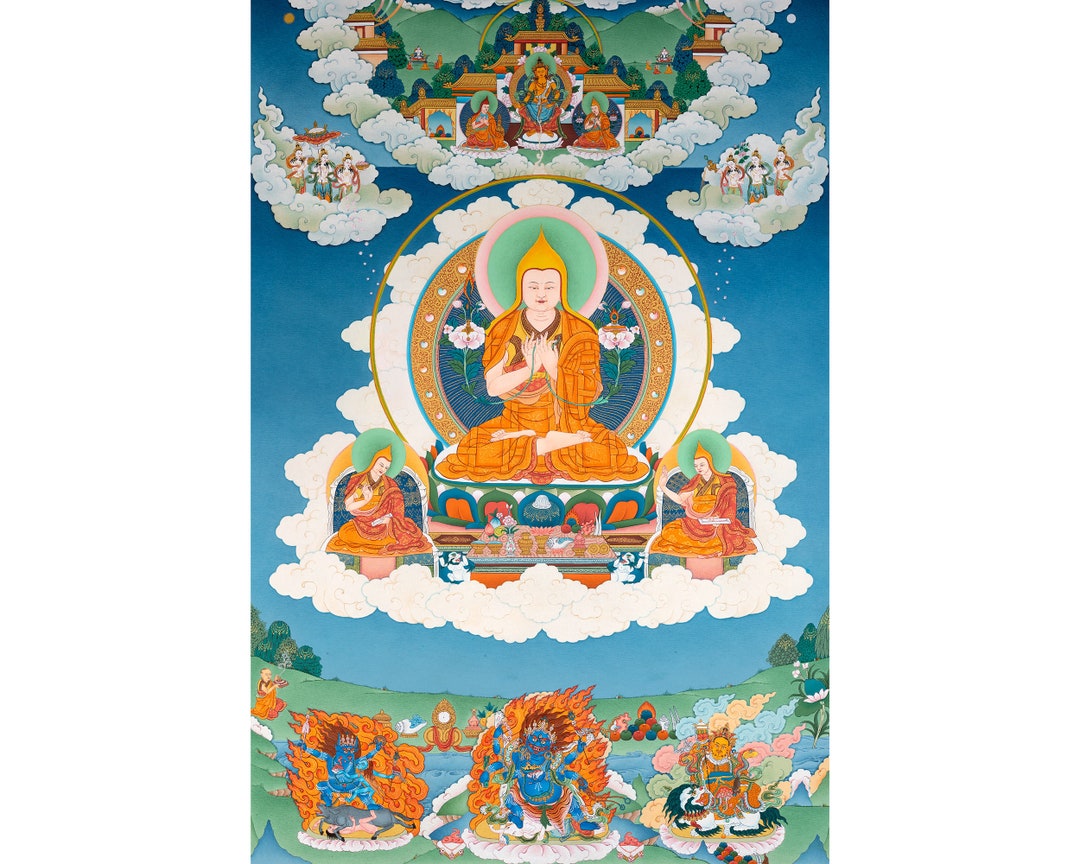 Tsongkhapa Thangka Print A Spiritual Masterpiece for Seekers of Wisdom ...