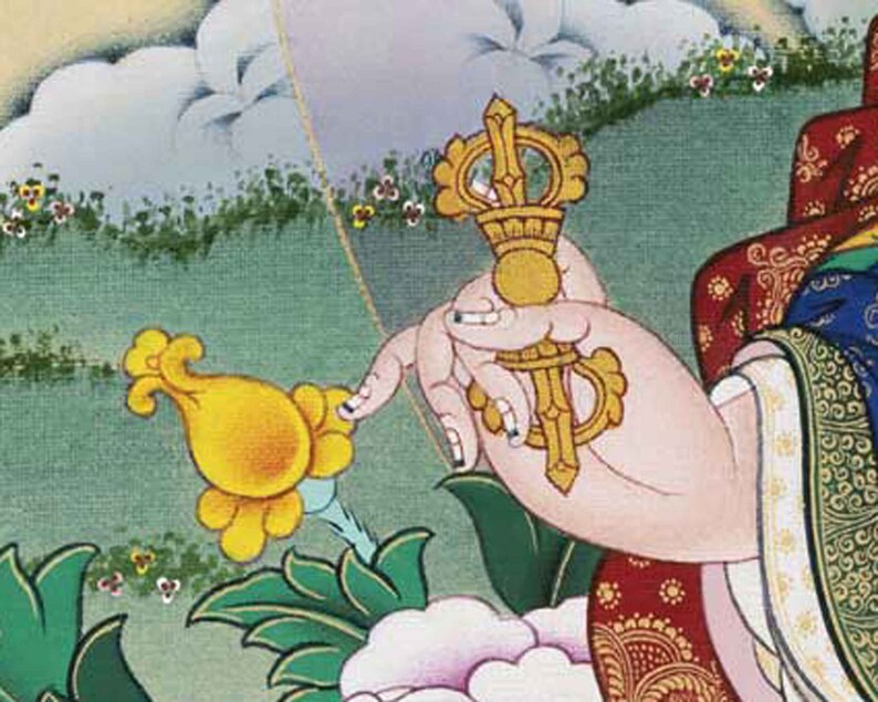 Lotus Born Master Guru Rinpoche Thangka Print Buddhist - Etsy