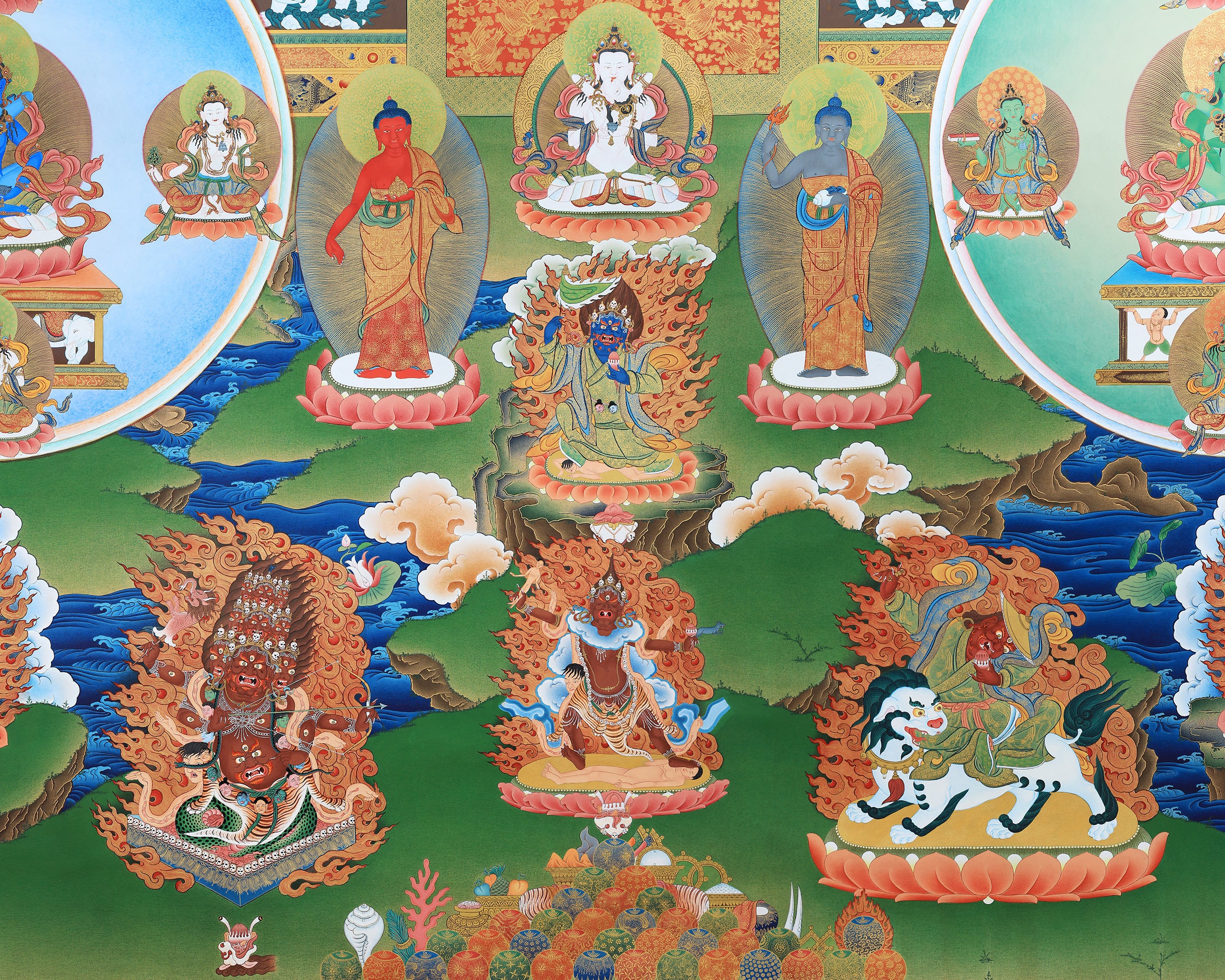 42 Peaceful Deities Thangka Print Bardo Thangka Tibetan - Etsy