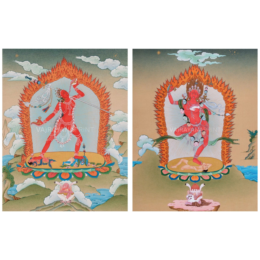 Wrathful Dakini: Vajrayogini & Vajravarahi Thangka Set, High Quality ...