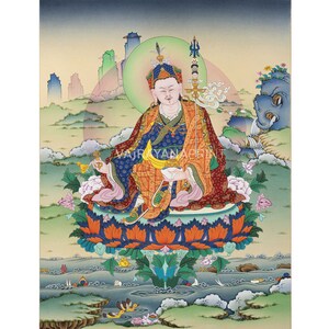 Lotus Born Master Guru Rinpoche Thangka Print Buddhist Master ...