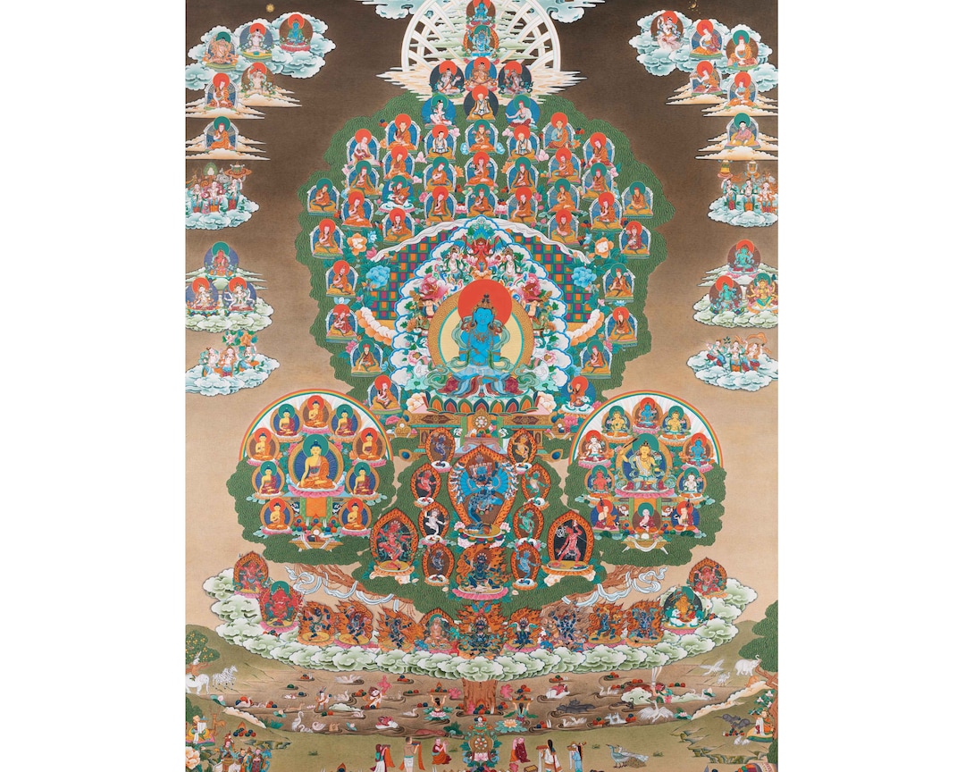 Sakya Refuge Tree Thangka Print A Sanctuary of Spiritual Blessings High ...