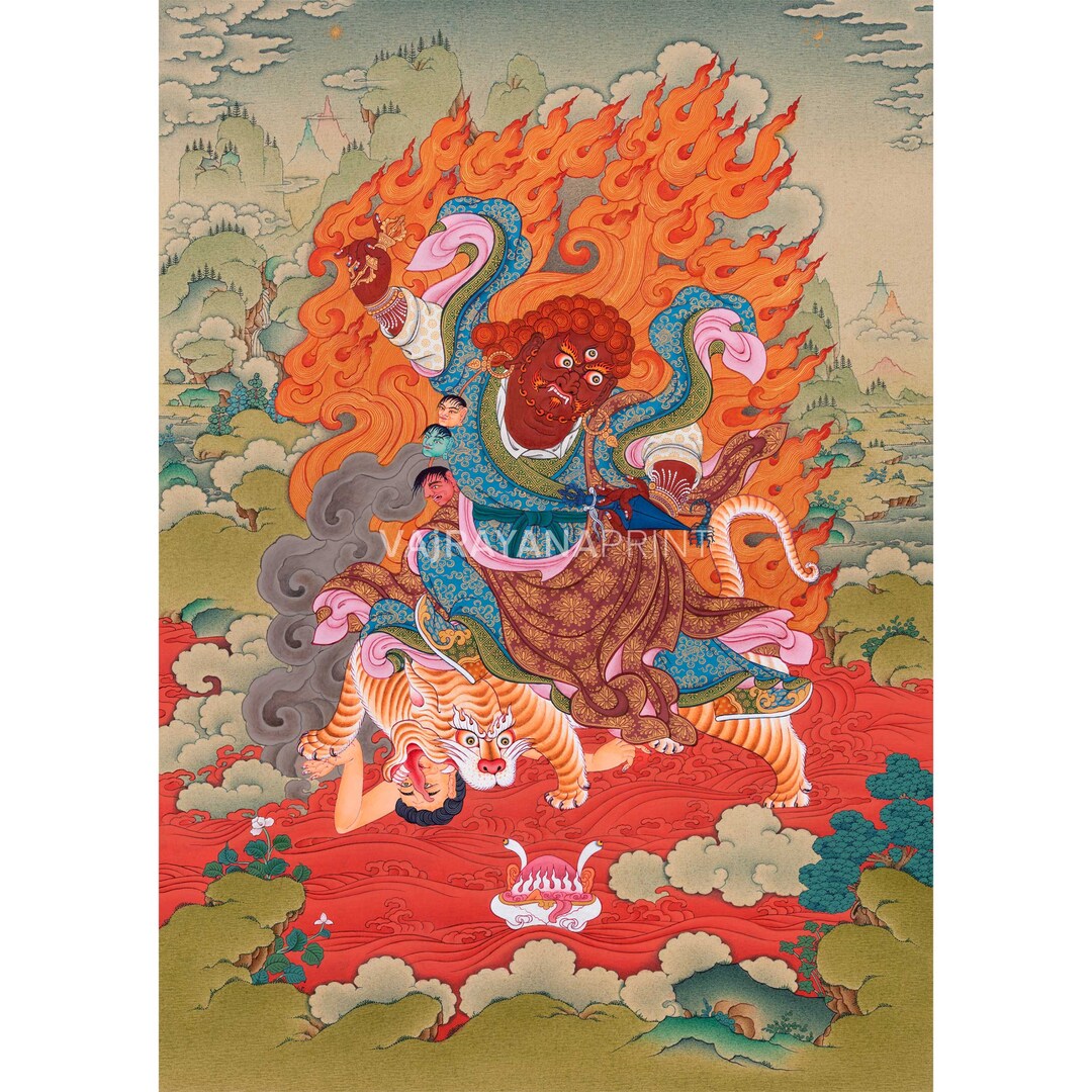 Dorje Drollo Thangka Print the Thunderbolt Guardian Digital Print of ...