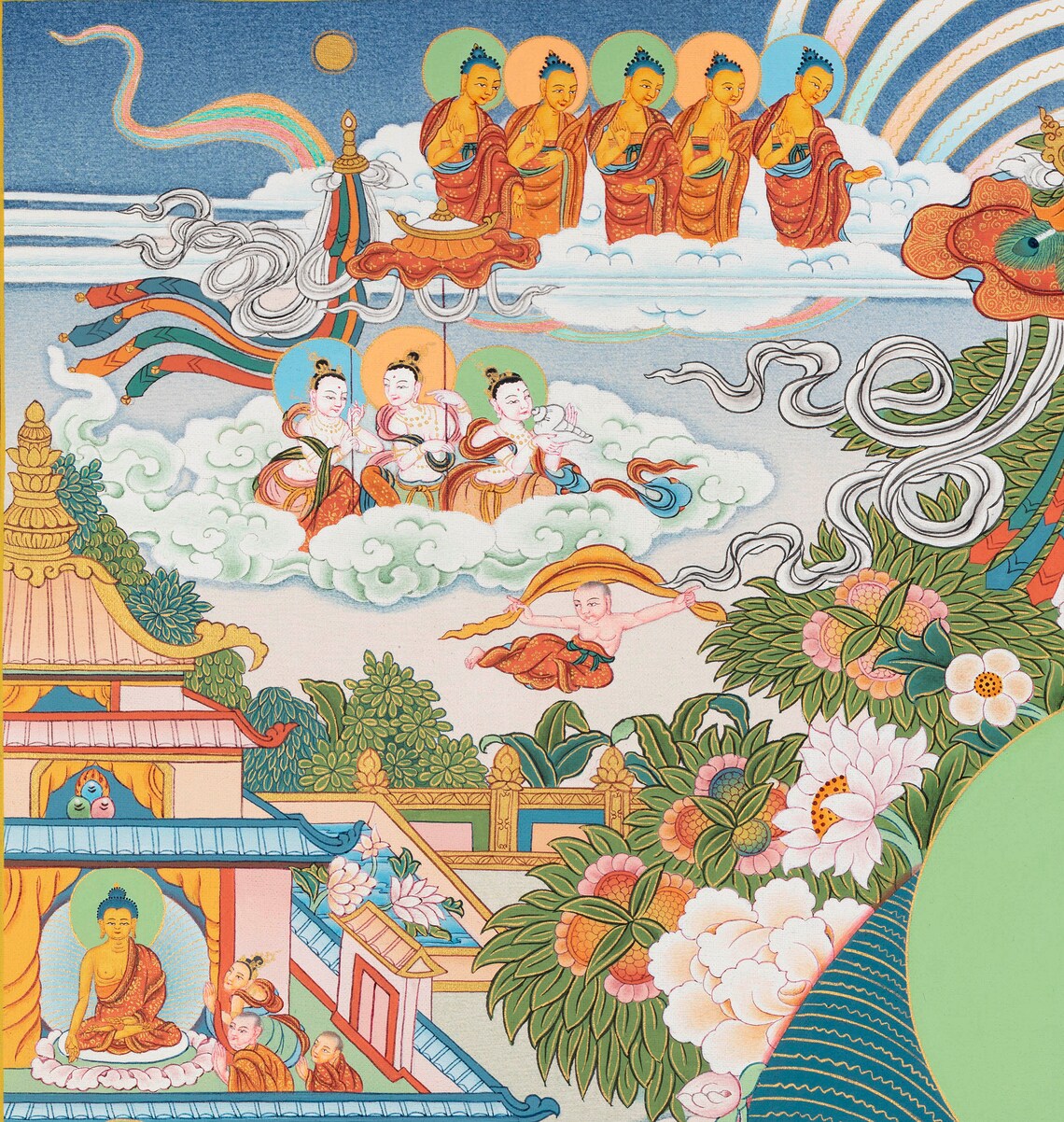 Buddha of Infinite Light Buddha Amitabha Pureland Thangka - Etsy