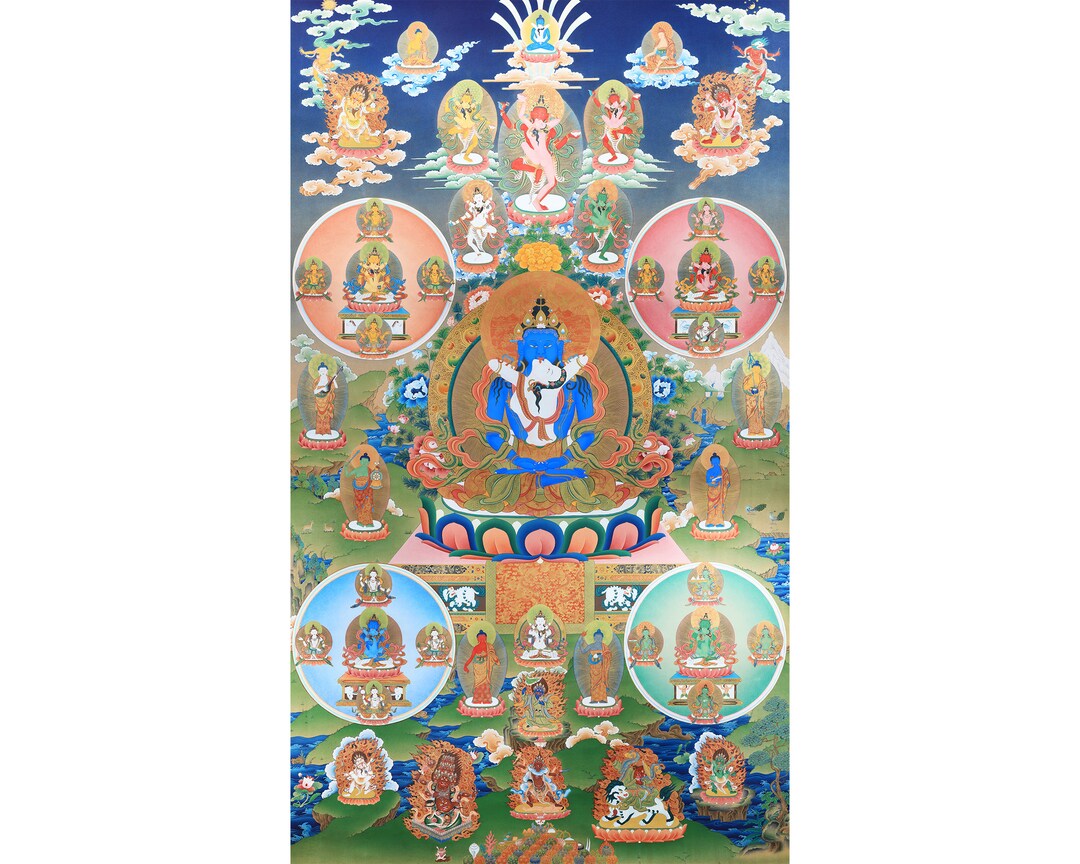 42 Peaceful Deities Thangka Print Bardo Thangka Sacred Tibetan Thangka ...