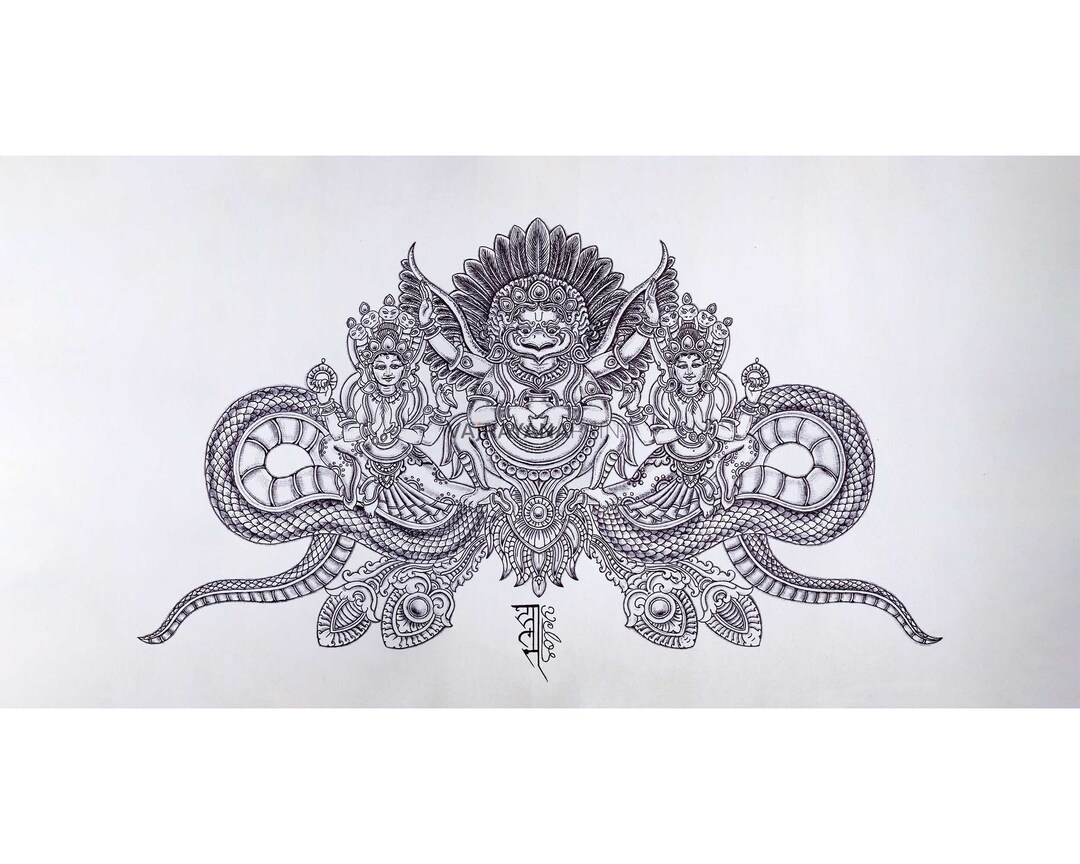 The Garuda Bird Paubha Painting Print the Mythical Creature Signifying ...
