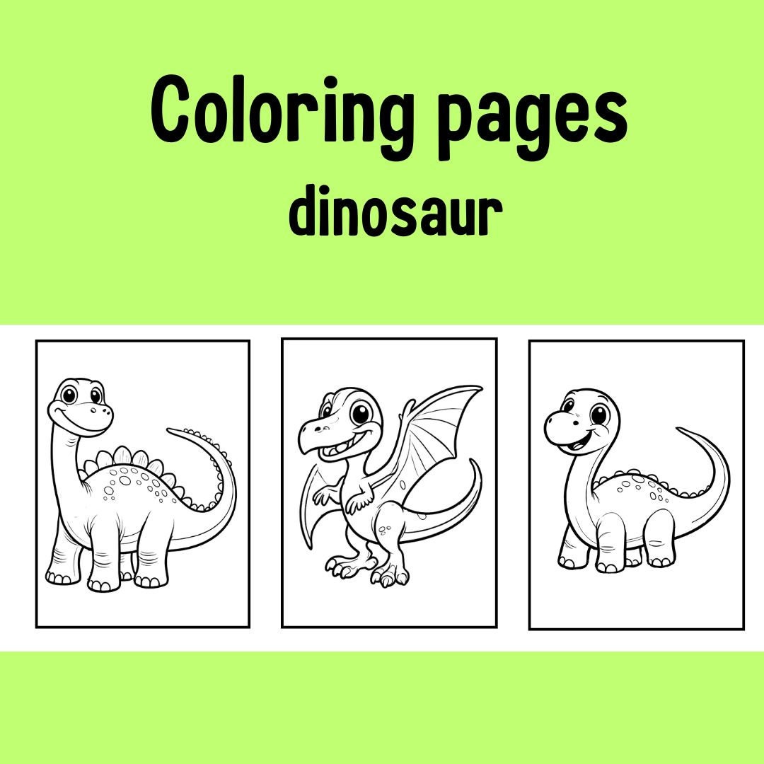 3x Dinosaur Coloring Page Instant Download - Etsy