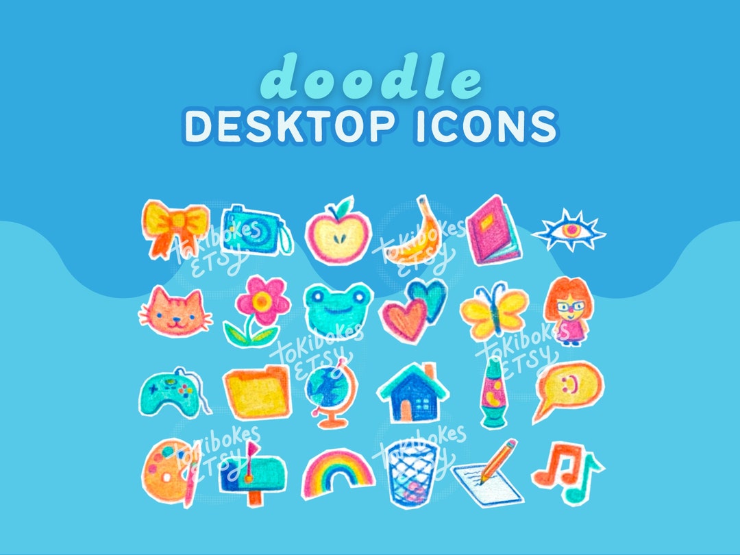 Doodle Desktop Icons - MacBook - Pack of 24 - Etsy